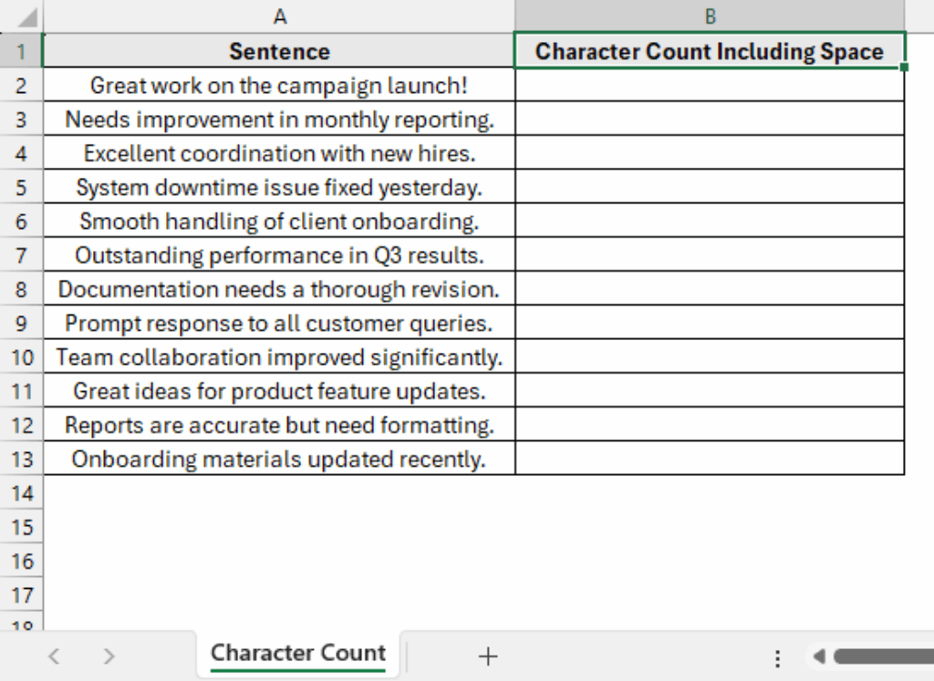 How to Count Characters Including Spaces in Excel - Excel Insider