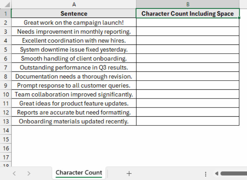How to Count Characters Including Spaces in Excel - Excel Insider