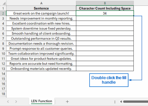 How to Count Characters Including Spaces in Excel - Excel Insider