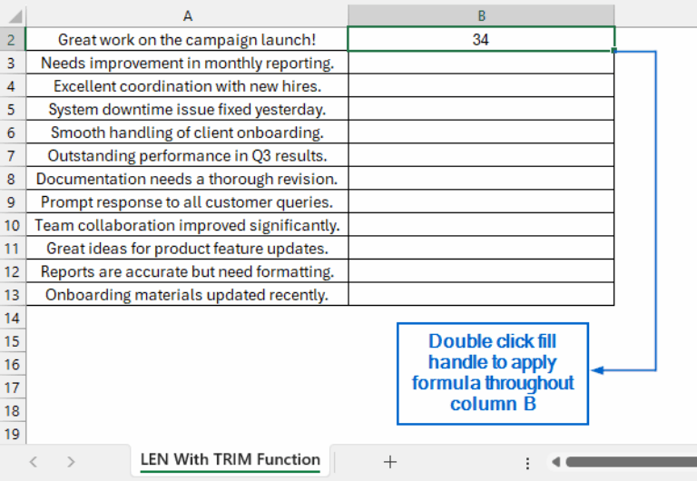 How to Count Characters Including Spaces in Excel - Excel Insider