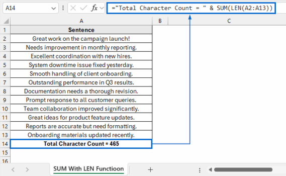 How to Count Characters Including Spaces in Excel - Excel Insider