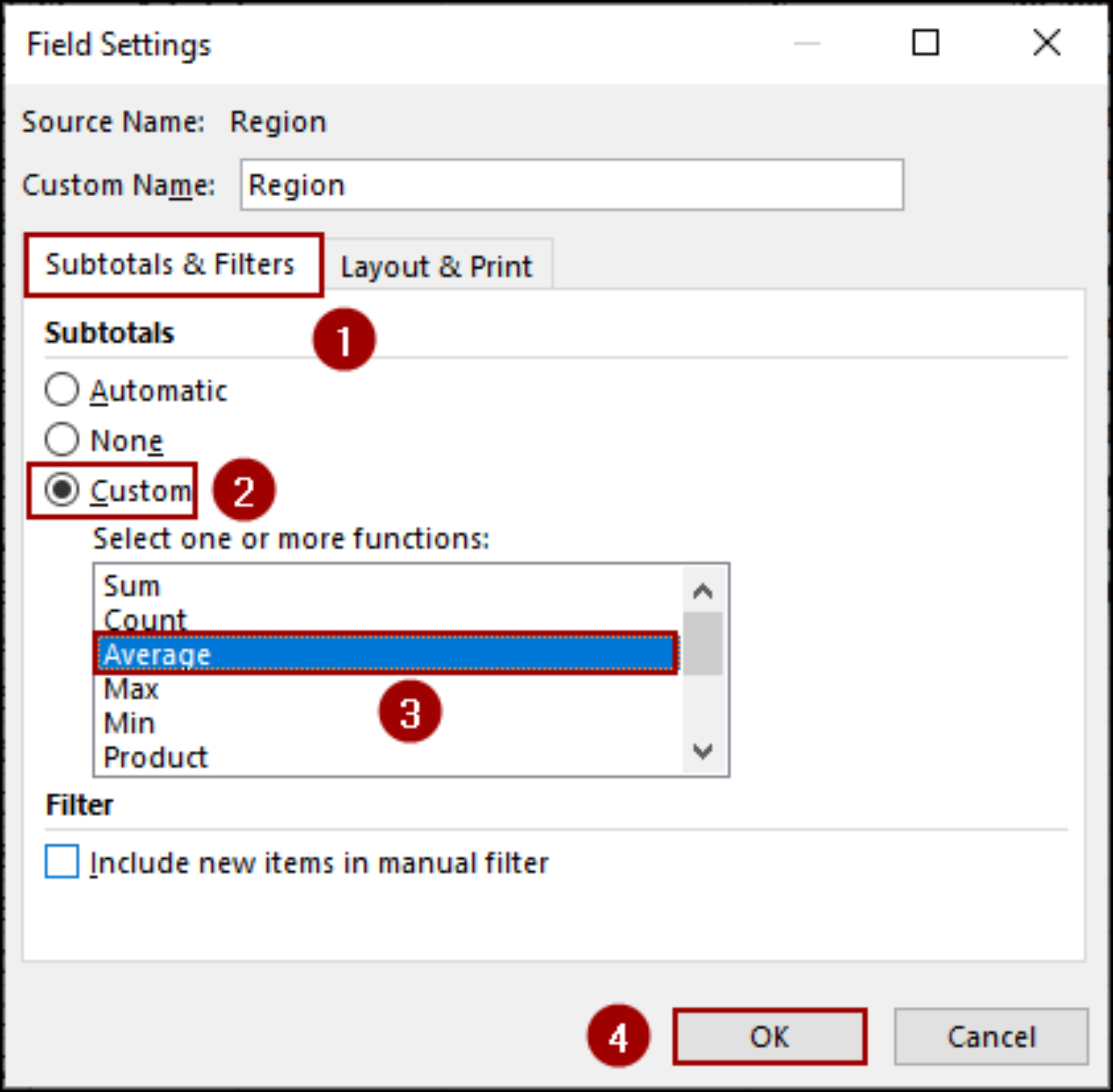 How to Create Custom Subtotals in Excel Pivot Table - Excel Insider