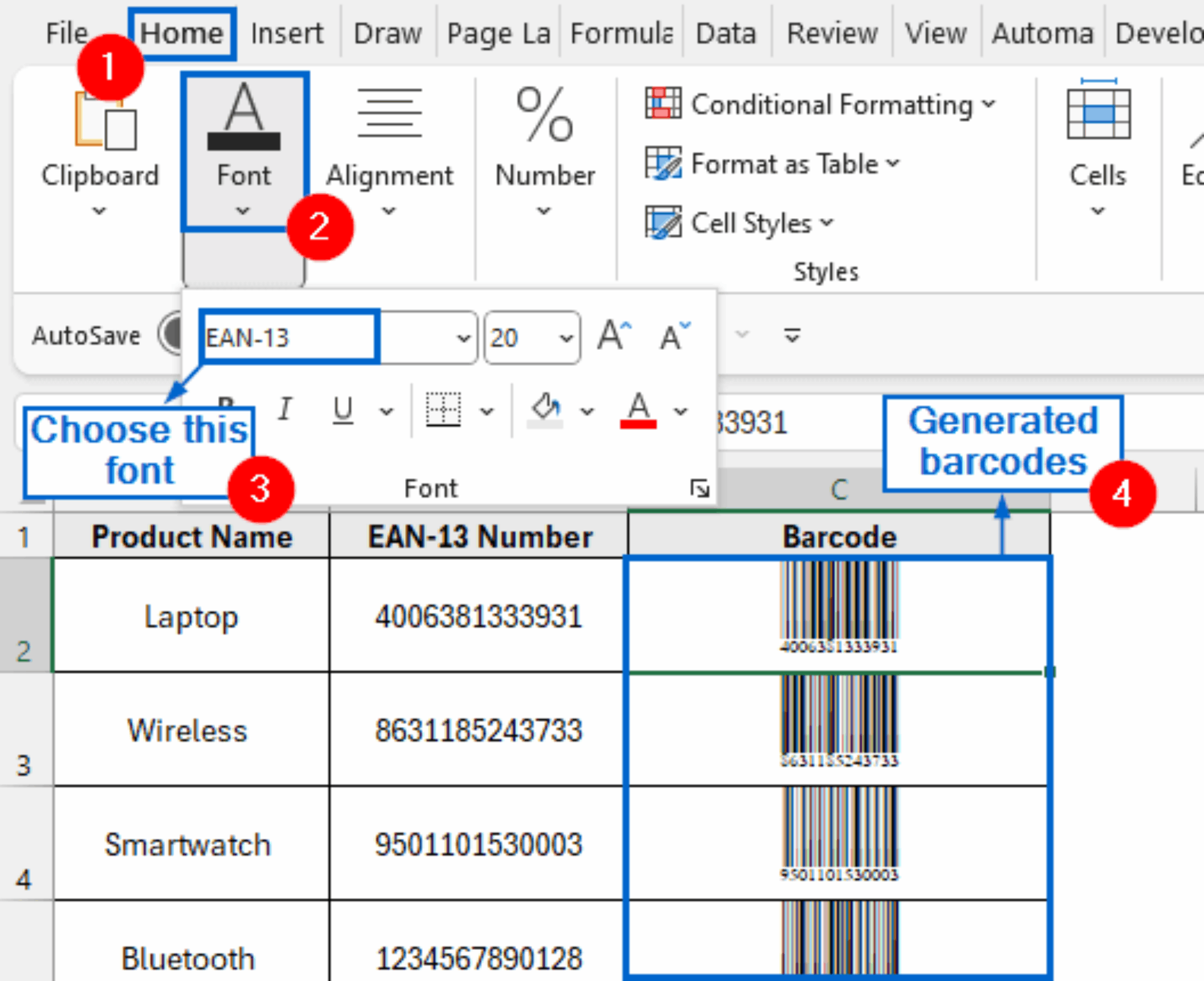 How to Generate EAN-13 Barcode in Excel (3 Suitable Ways) - Excel Insider
