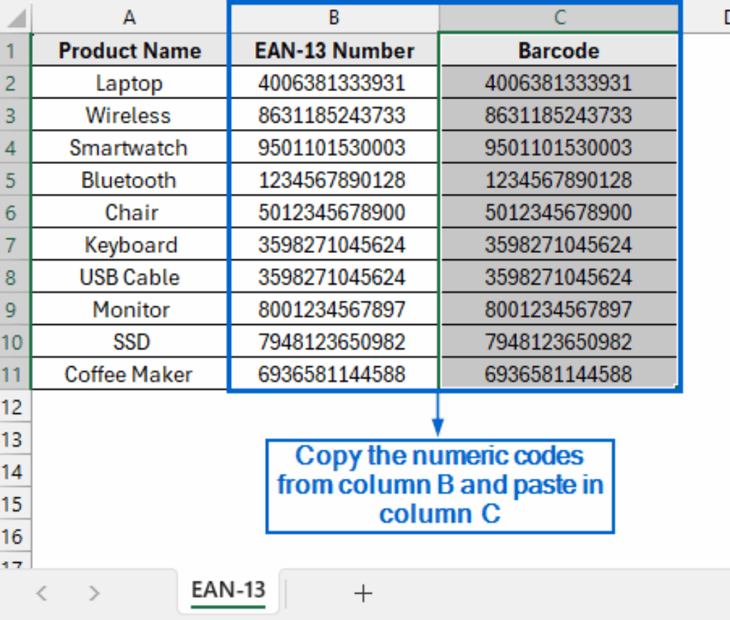 How to Generate EAN-13 Barcode in Excel (3 Suitable Ways) - Excel Insider
