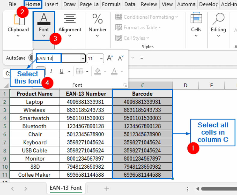 How to Generate EAN-13 Barcode in Excel (3 Suitable Ways) - Excel Insider