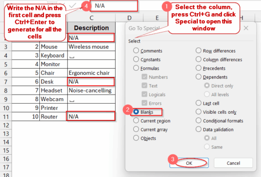 How to Fill Blank Cells with Text in Excel (6 Easy Ways) - Excel Insider