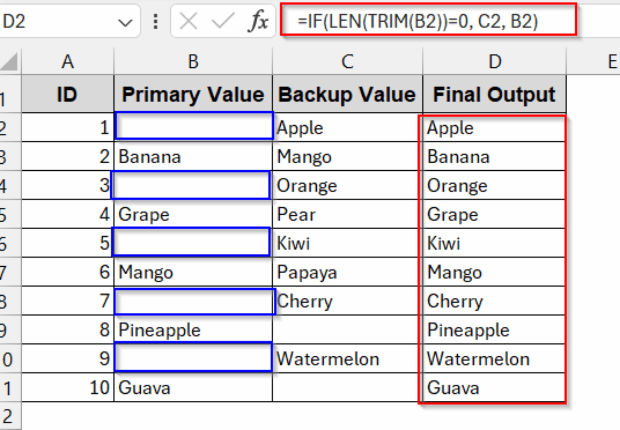 How to Copy Another Cell If a Cell Is Blank in Excel - Excel Insider