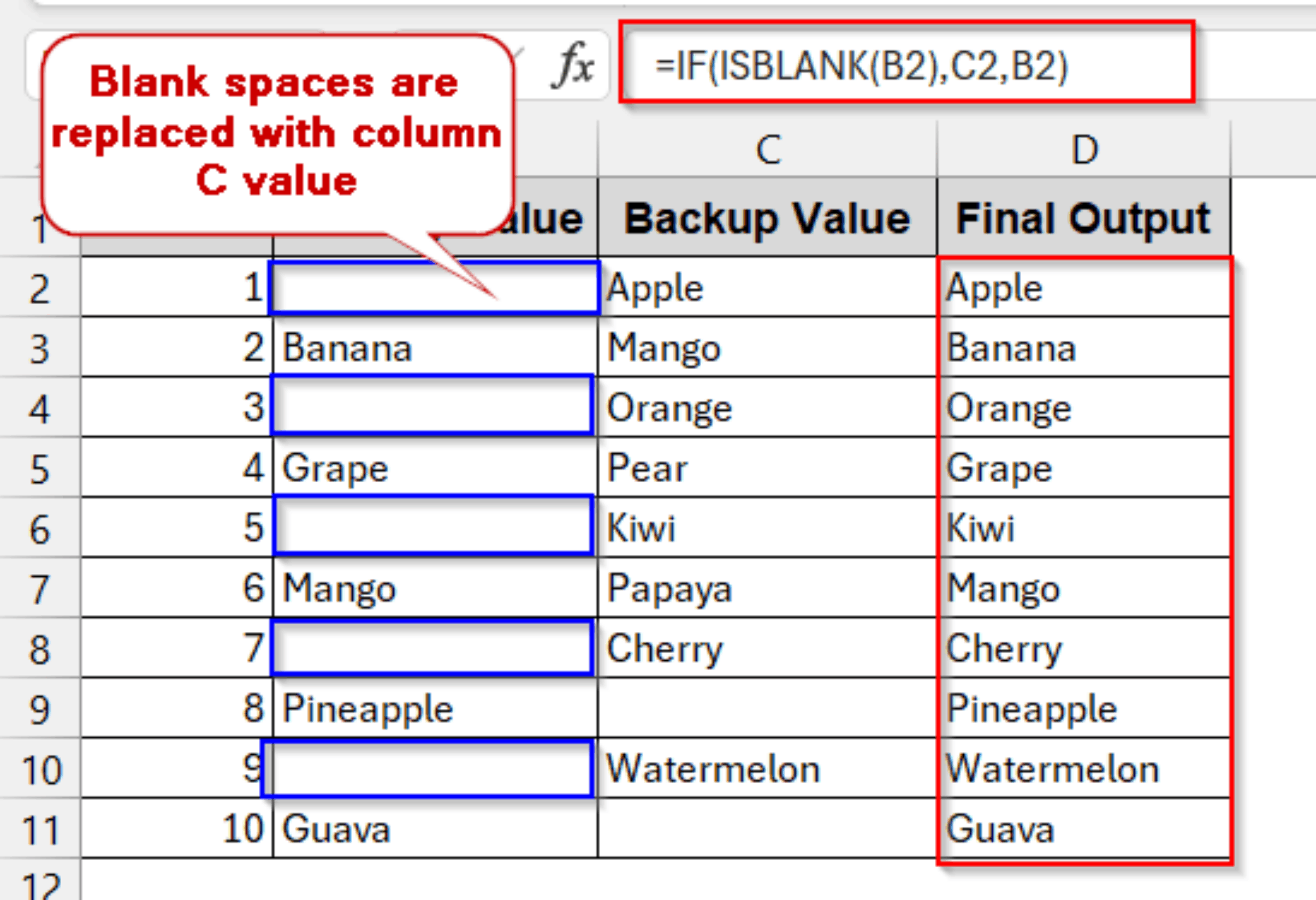 How to Copy Another Cell If a Cell Is Blank in Excel - Excel Insider