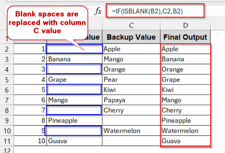 How to Copy Another Cell If a Cell Is Blank in Excel - Excel Insider