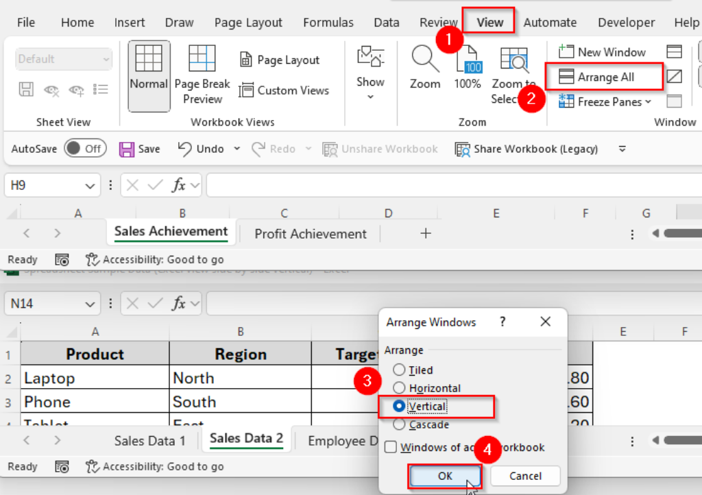 How to View Excel Worksheets Side-by-Side Vertically - Excel Insider