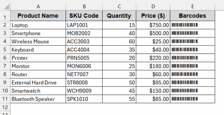 How to Add Barcode Font in Excel (4 Different Ways) - Excel Insider