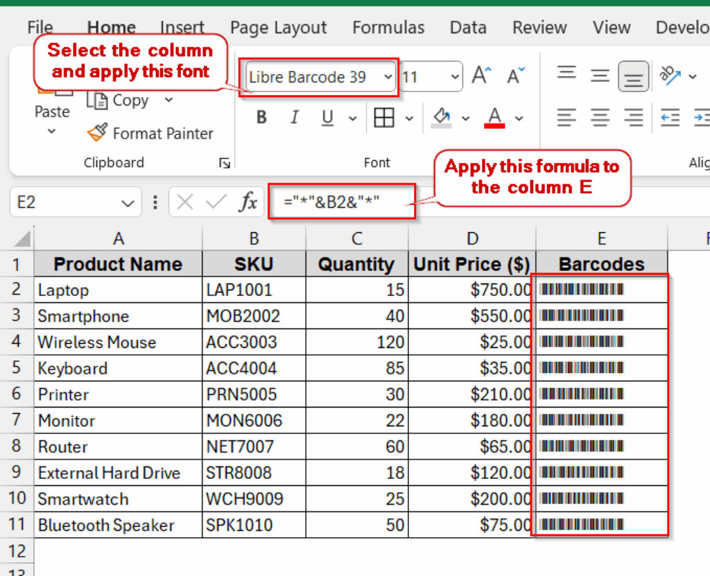 How to Create Code 39 Barcode Font in Excel (3 Suitable Ways) - Excel ...