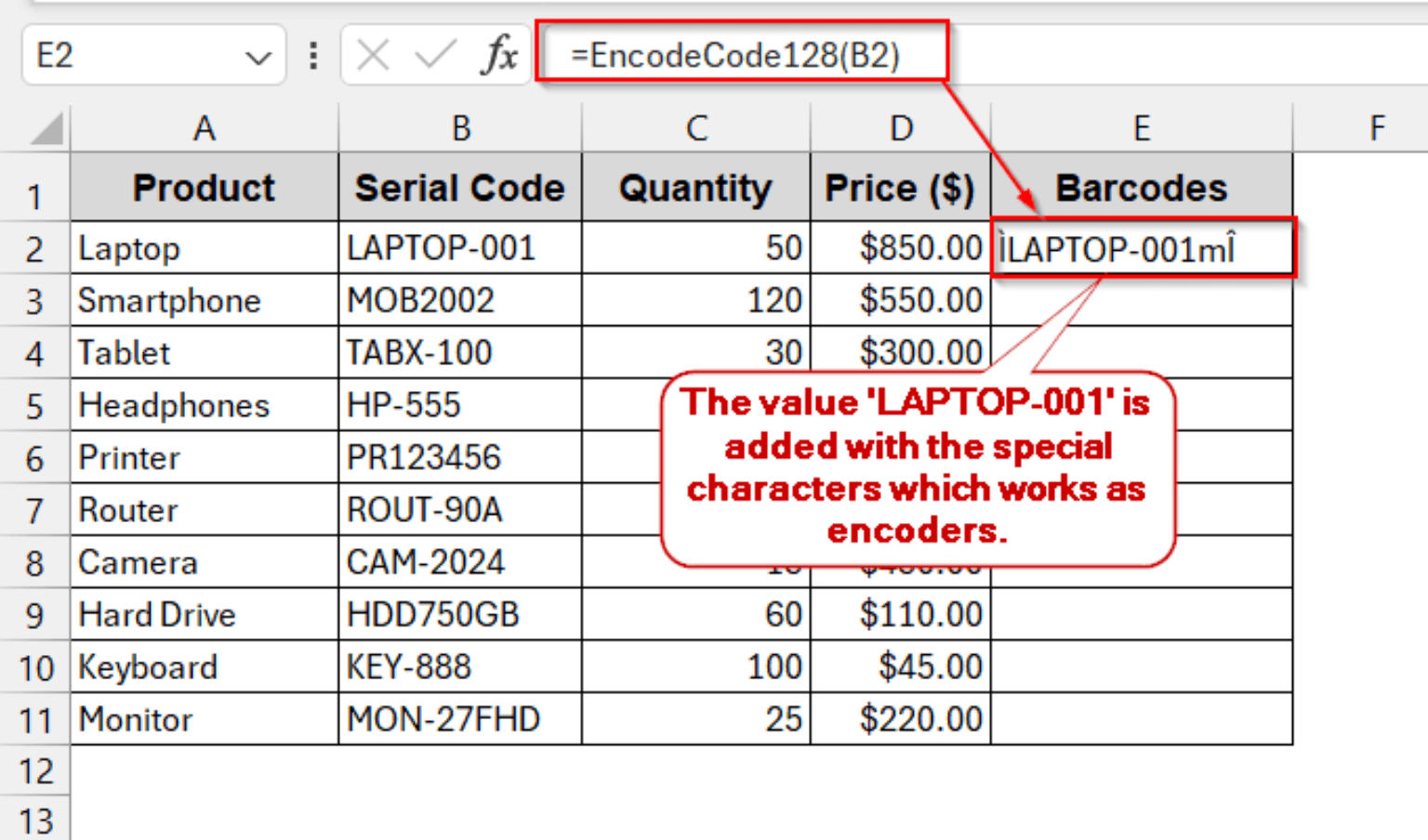 How to Create & Use Code 128 Barcode Font in Excel - Excel Insider