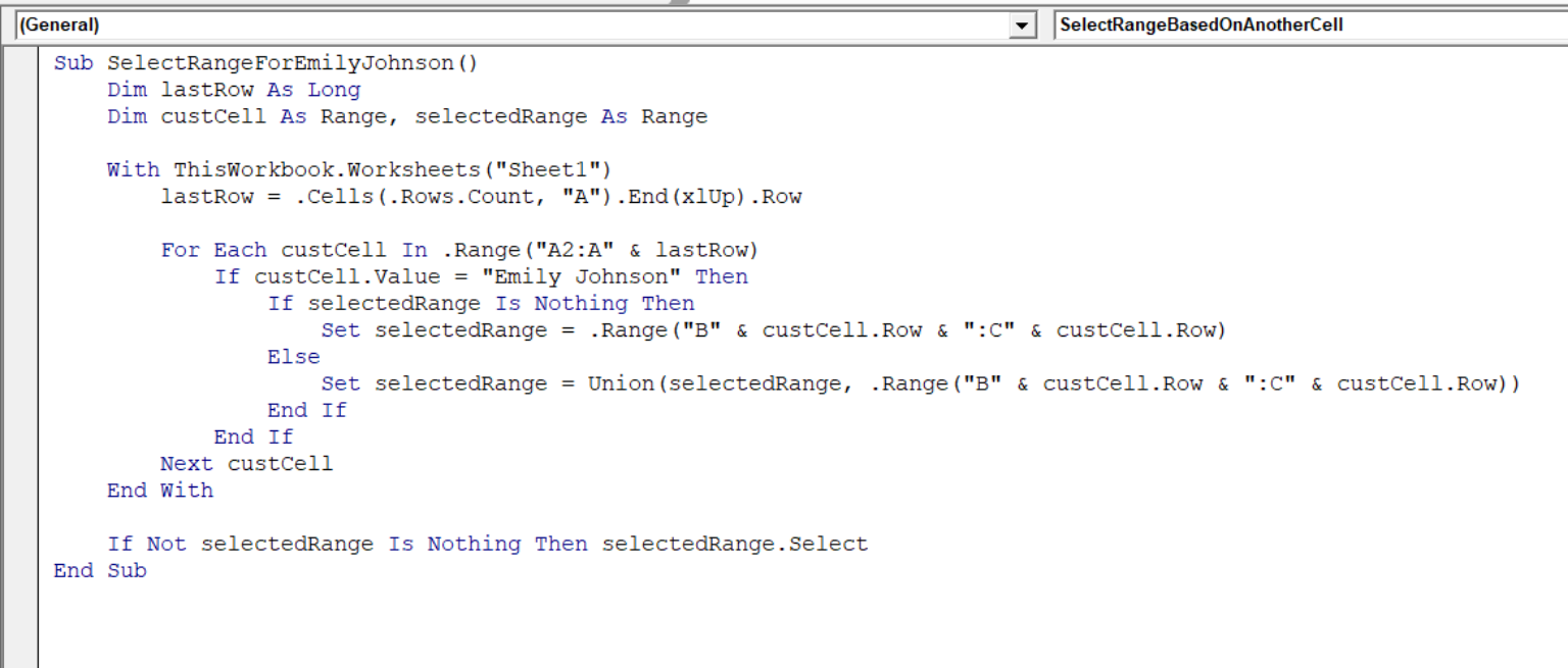 How to Select Range Based on Cell Value with Excel VBA - Excel Insider