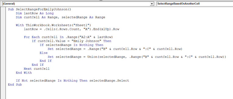 How to Select Range Based on Cell Value with Excel VBA - Excel Insider