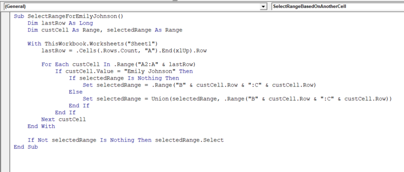 How to Select Range Based on Cell Value with Excel VBA - Excel Insider
