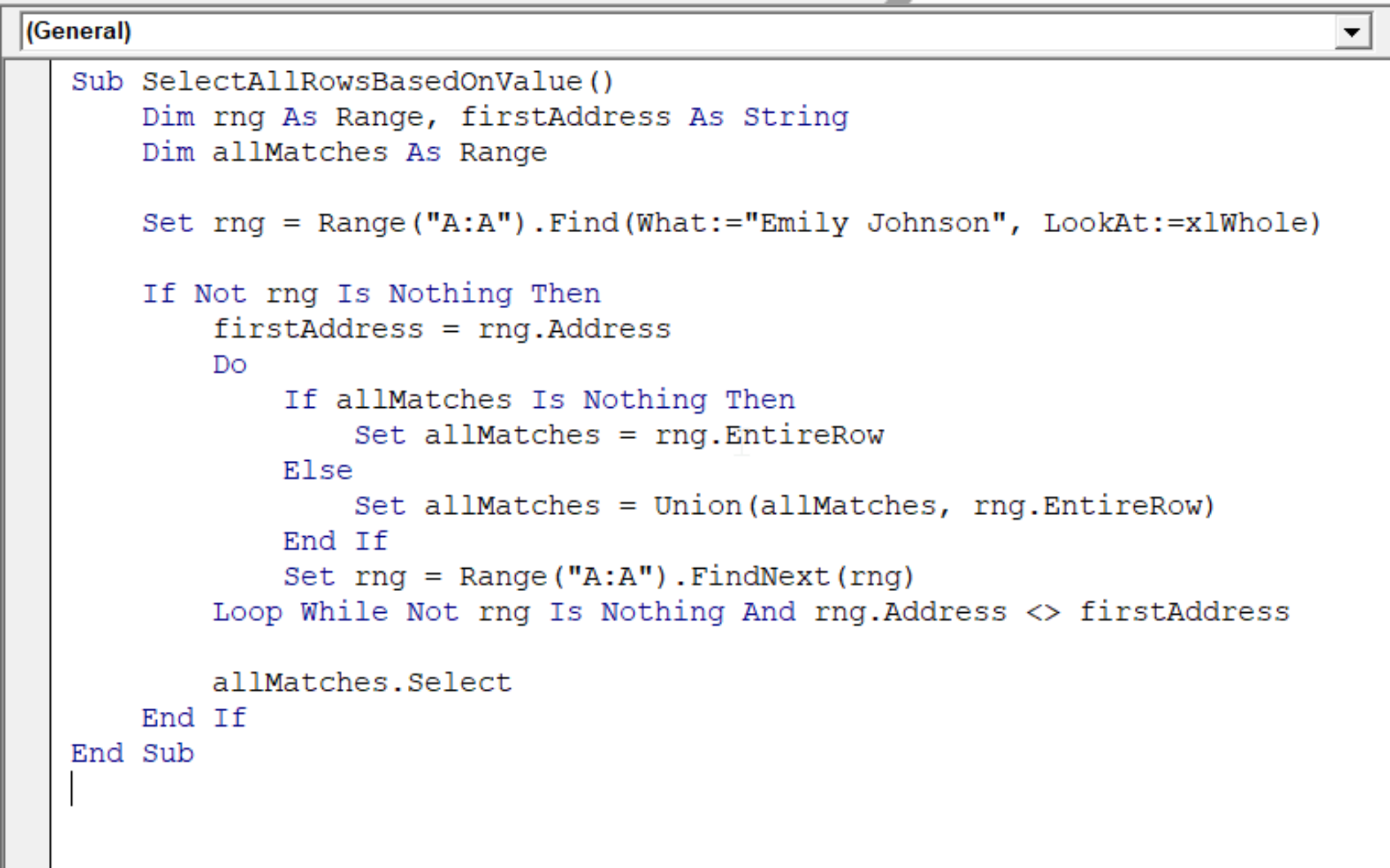 How to Select Range Based on Cell Value with Excel VBA - Excel Insider