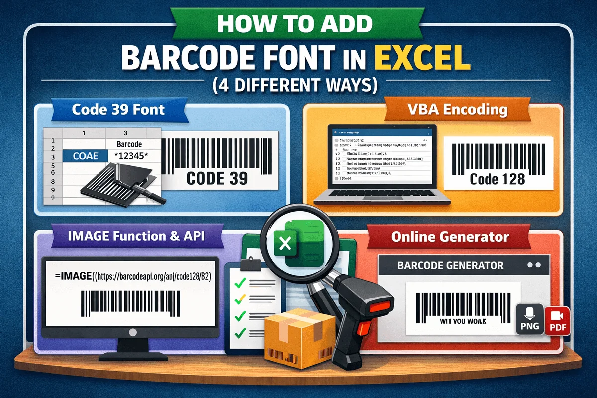 How to Add Barcode Font in Excel (4 Different Ways) - Excel Insider
