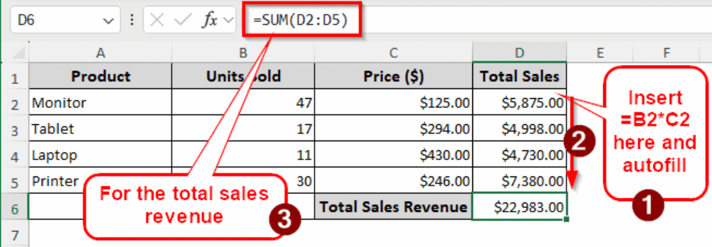 How to Calculate Total Sales in Excel (4 Different Examples) - Excel ...