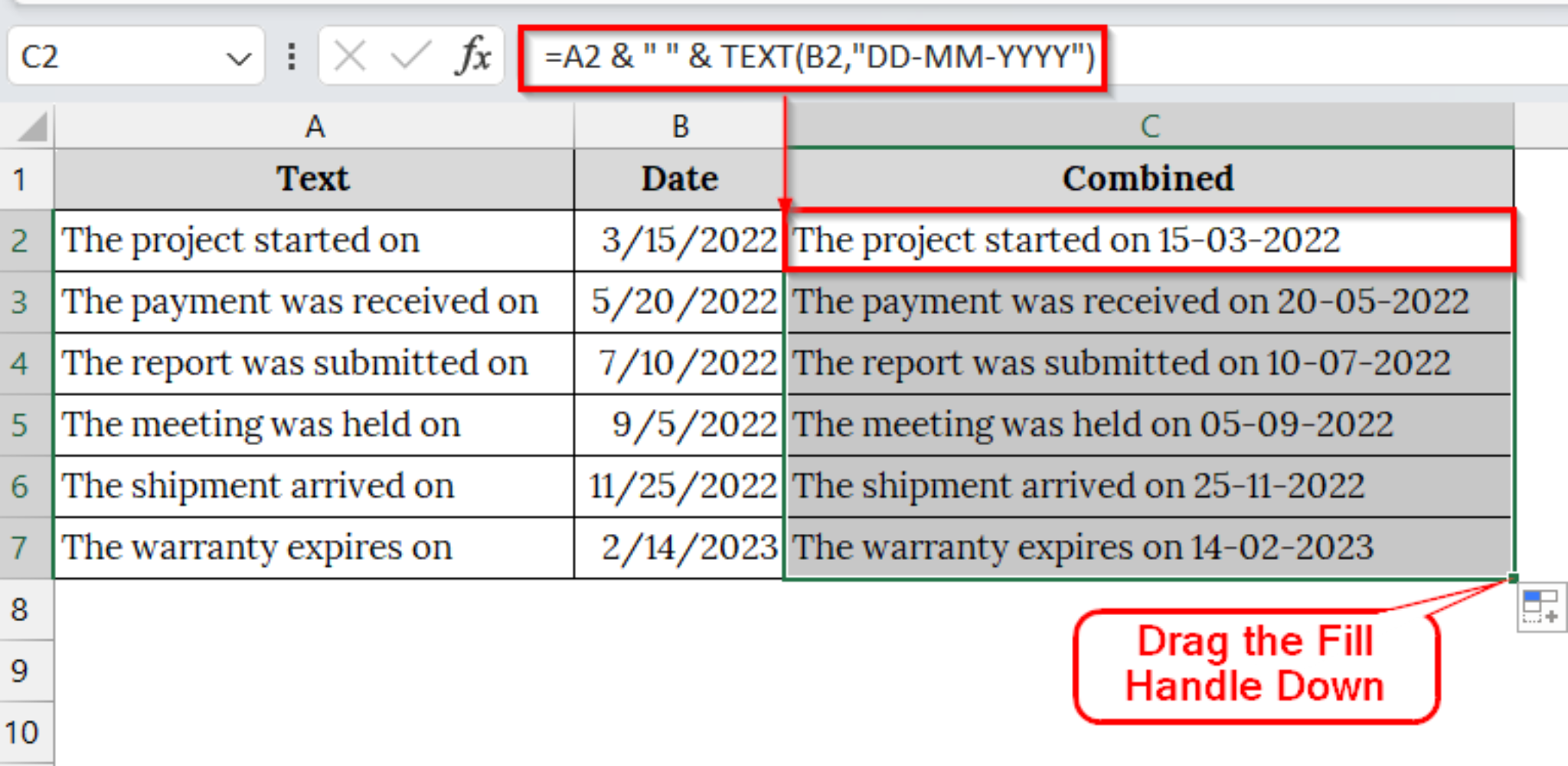 How to Combine Date and Text in Excel (4 Suitable Methods) - Excel Insider