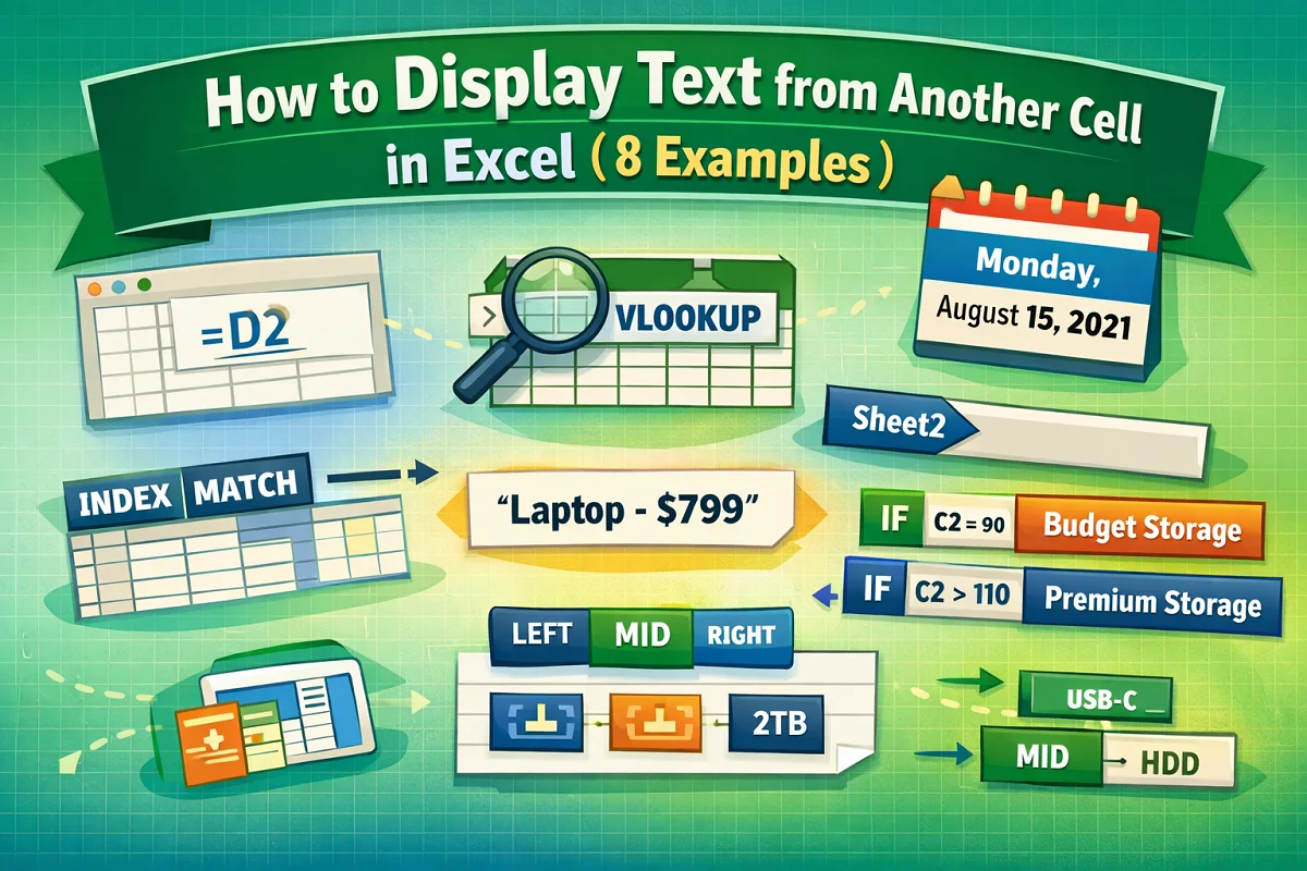 How to Display Text from Another Cell in Excel (8 Examples) - Excel Insider