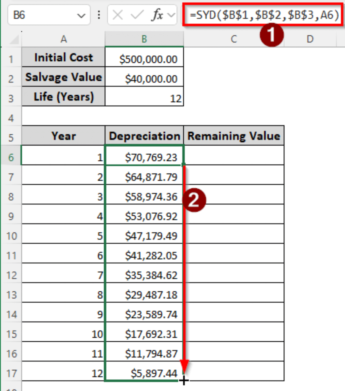 How to Use Sum of Years’ Digits Depreciation Formula in Excel - Excel ...