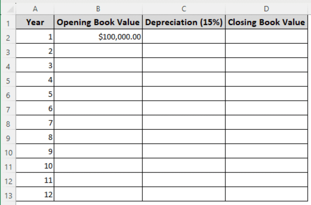 How to Calculate Depreciation Using the WDV Method in Excel - Excel Insider